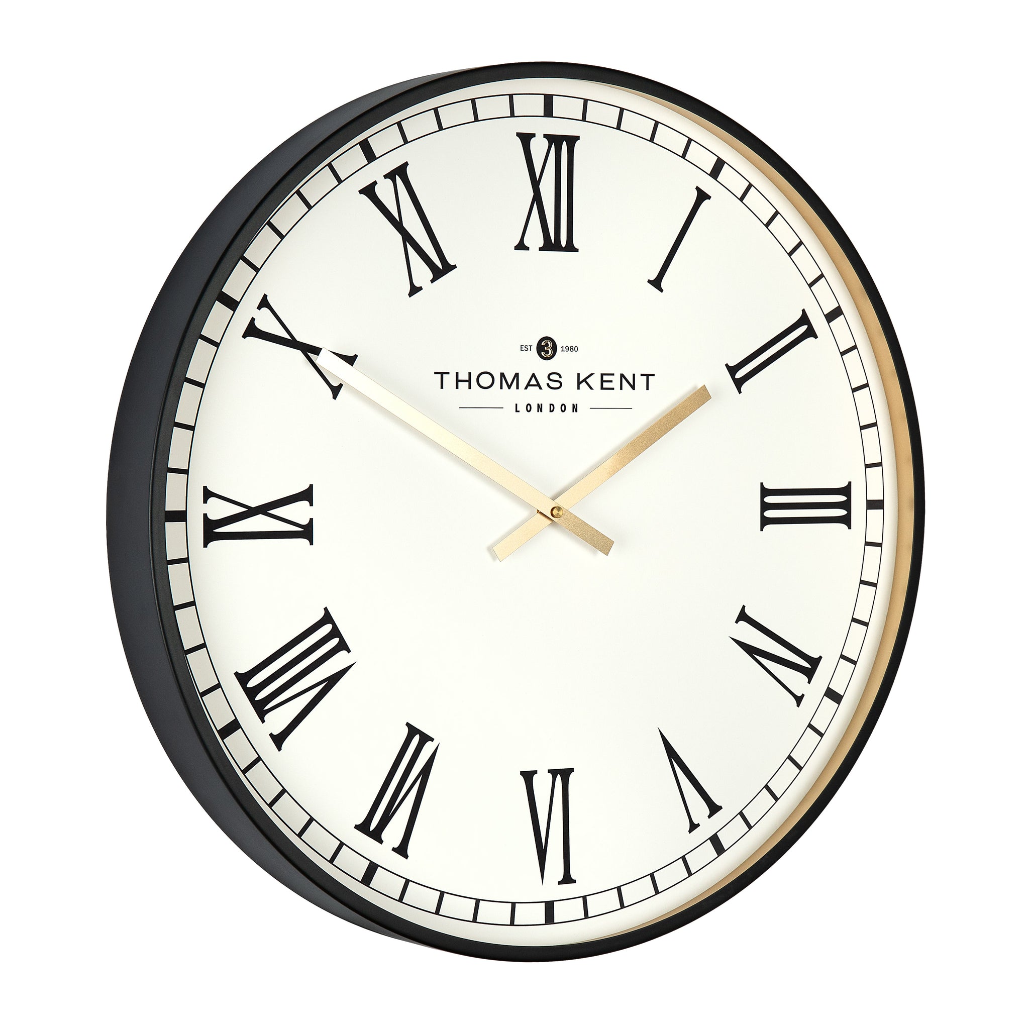 Clocksmith No.3 Wall Clock – 21" Black & Gold Wall Clock with Roman Numerals