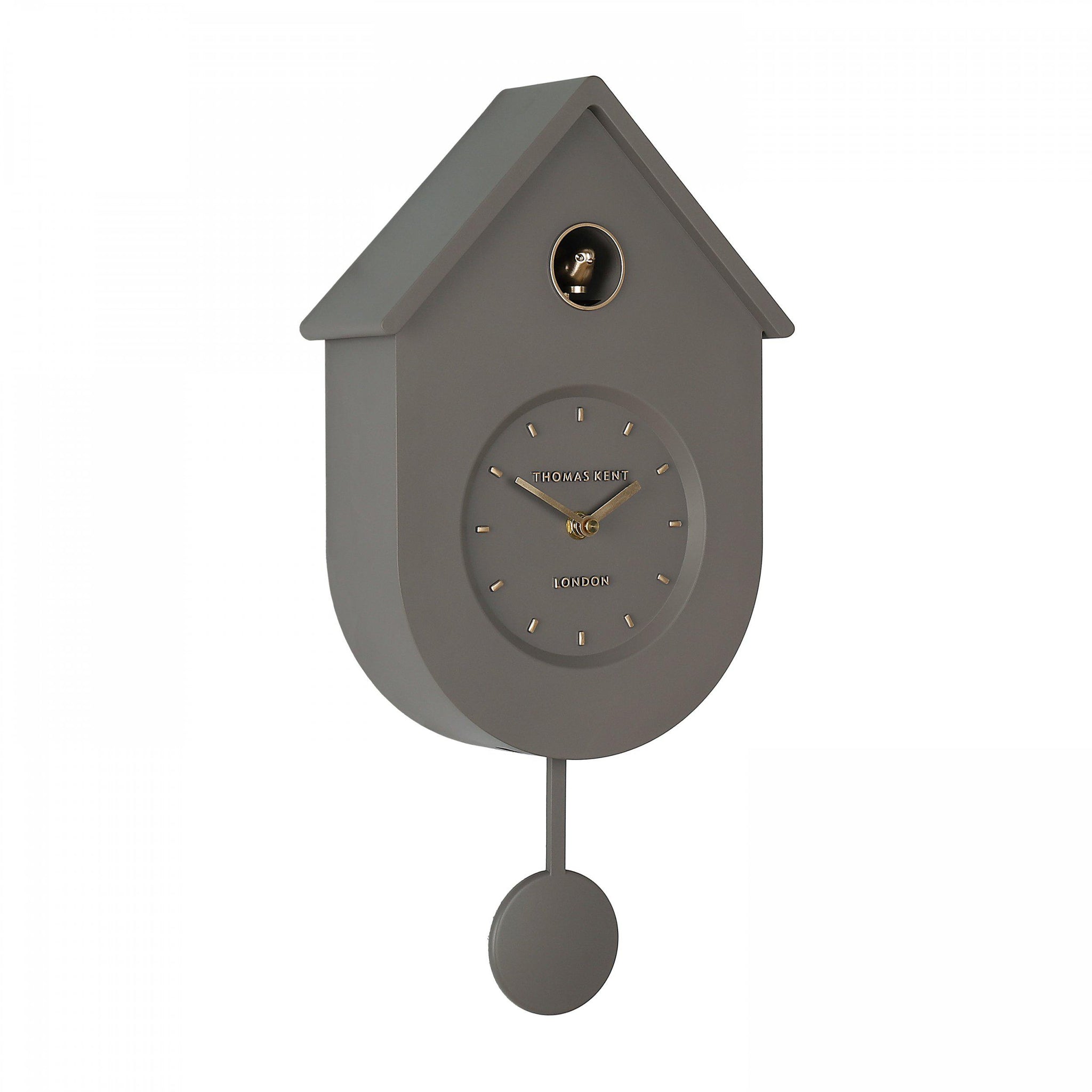 Elegant Cuckoo Taupe Grey Wall Clock – Modern Design